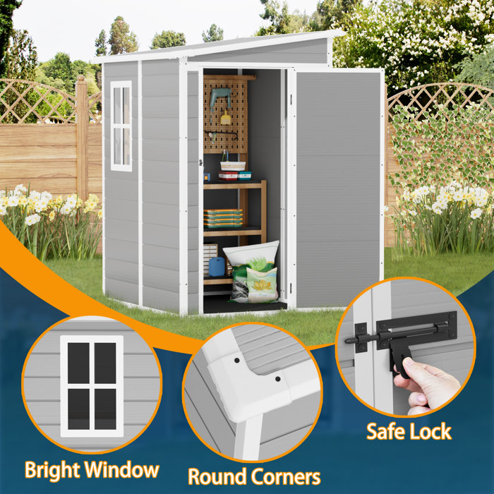 Devoko 4 ft. W x 5 ft. D Plastic Lean-To Storage Shed & Reviews | Wayfair Devoko 4 ft. W x 5 ft. D Plastic Lean-To Storage Shed & Reviews | Wayfair